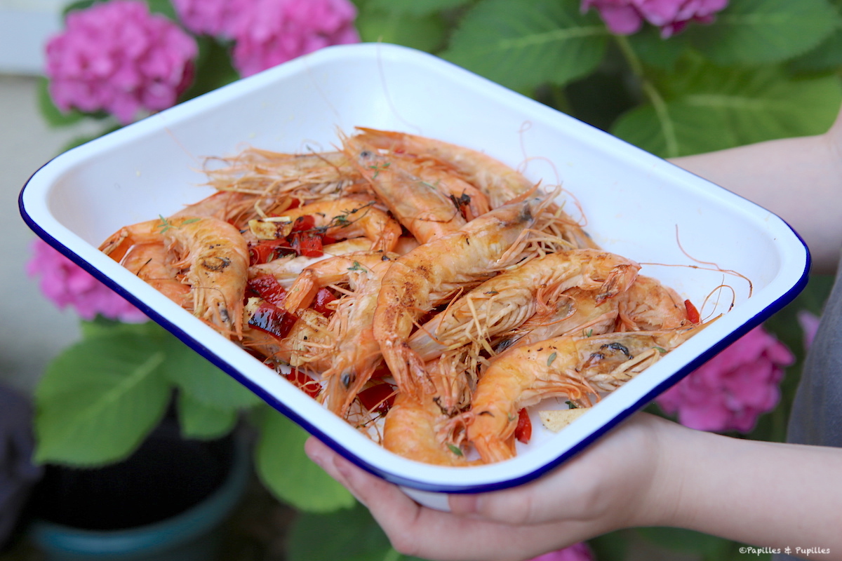 Gambas grillées à la plancha ail et thym – recette facile