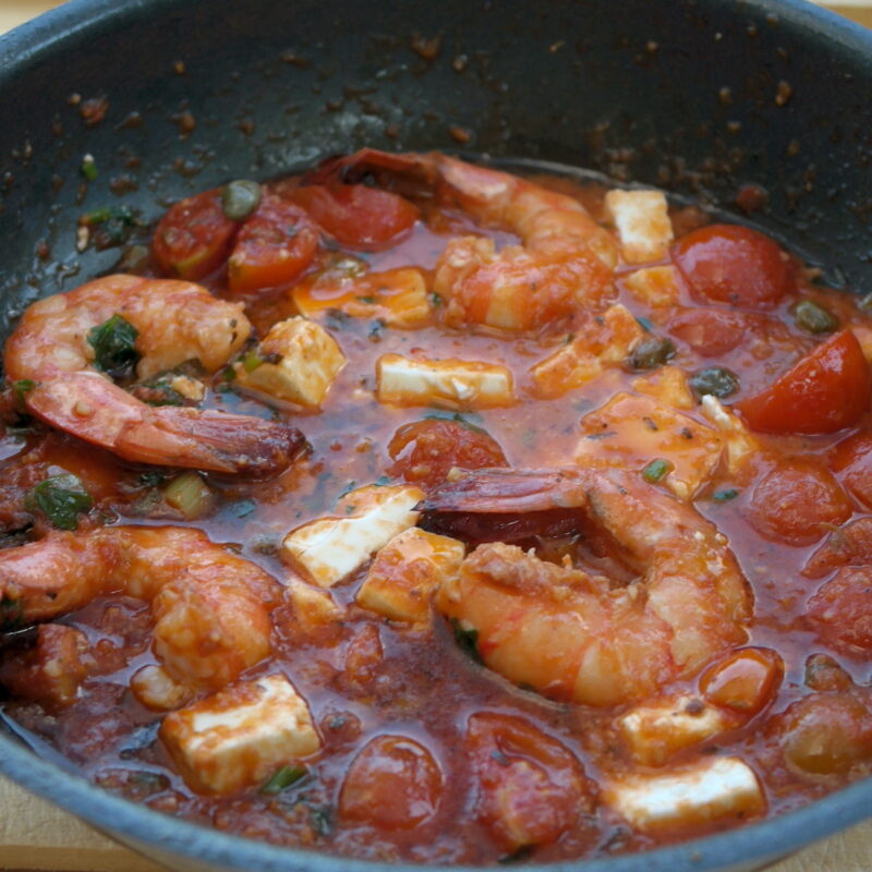 Crevettes à la Provençale, aux tomates et poivron