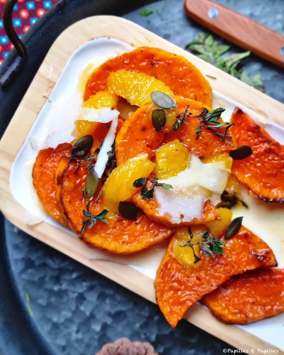 Salade de Butternut rôtie à l’orange au miel et au Pecorino