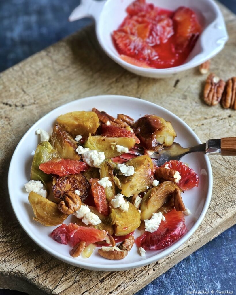 Recette choux de Bruxelles, sauce soja, orange et miel